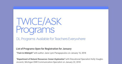 TWICE/ASK Programs | Smore Newsletters for Education