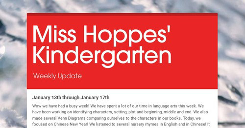 Miss Hoppes' Kindergarten | Smore Newsletters
