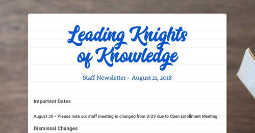 Leading Knights of Knowledge | Smore Newsletters for Education