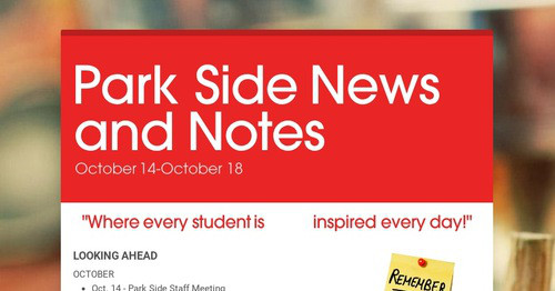 Park Side News and Notes | Smore Newsletters for Business