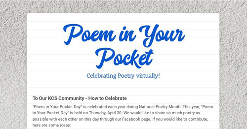 Poem in Your Pocket | Smore Newsletters for Education