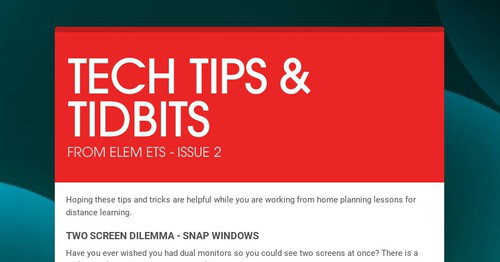 TECH TIPS & TIDBITS | Smore Newsletters for Education