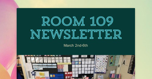 Room 109 Newsletter | Smore Newsletters