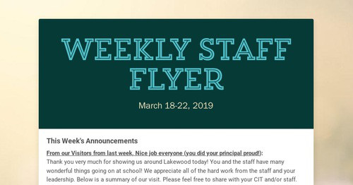 Weekly Staff Flyer | Smore Newsletters