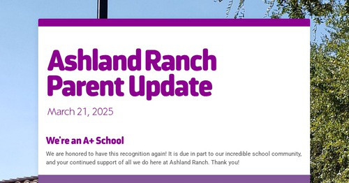 Ashland Ranch Parent Update | Smore Newsletters for Business