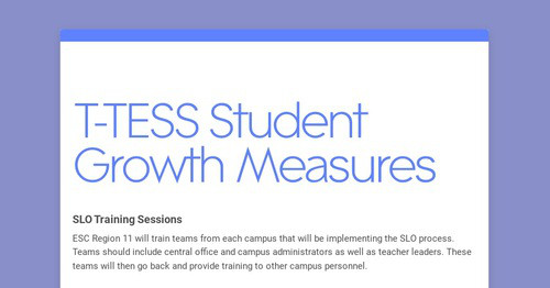T-TESS Student Growth Measures