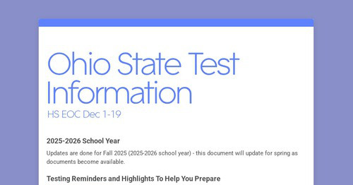 Ohio State Test Information | Smore Newsletters for Education