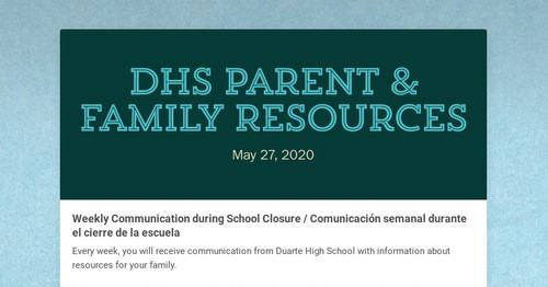 DHS Parent & Family Resources | Smore Newsletters