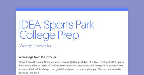 IDEA Sports Park College Prep | Smore Newsletters