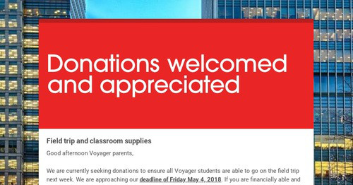 Donations welcomed and appreciated | Smore Newsletters