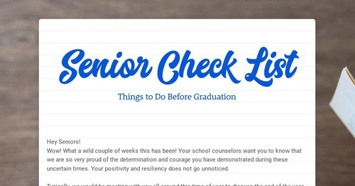 Senior Check List | Smore Newsletters