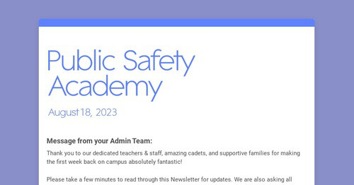Public Safety Academy | Smore Newsletters for Education