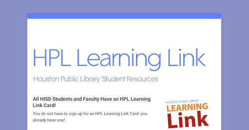 HPL Learning Link | Smore Newsletters
