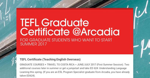 TEFL Graduate Certificate @Arcadia | Smore Newsletters
