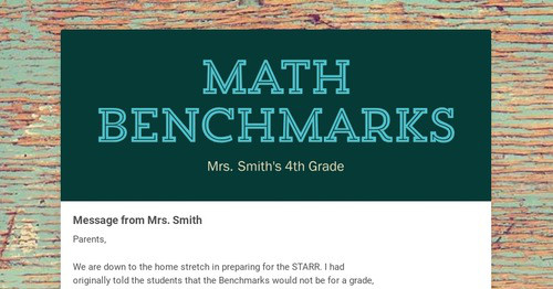 Math Benchmarks | Smore Newsletters