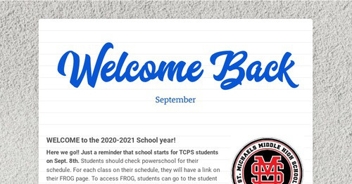 Welcome Back | Smore Newsletters