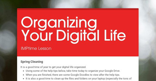 Organizing Your Digital Life