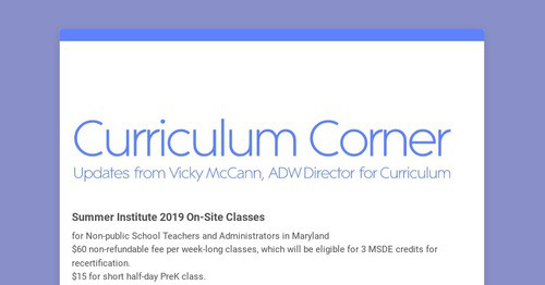 Curriculum Corner | Smore Newsletters