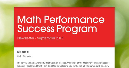 Math Performance Success Program | Smore Newsletters for Education