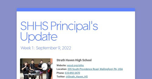 SHHS Principal's Update | Smore Newsletters