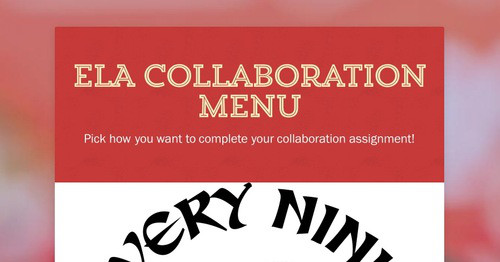ELA Collaboration Menu | Smore Newsletters