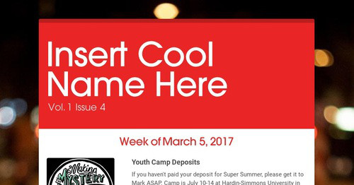 Insert Cool Name Here | Smore Newsletters
