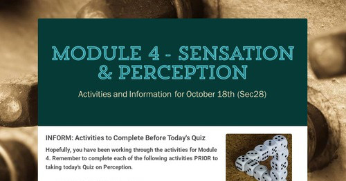 Module 4 - Sensation & Perception | Smore Newsletters Module 4 - Sensation & Perception | Smore Newsletters