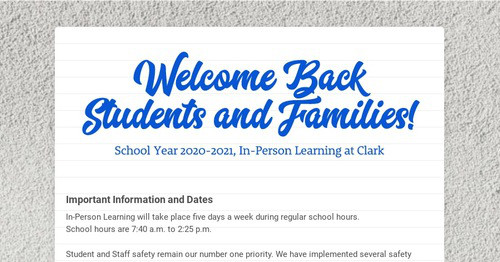 Welcome Back Students and Families! | Smore Newsletters for Business