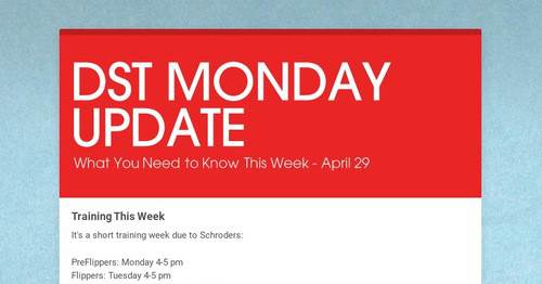 DST MONDAY UPDATE | Smore Newsletters