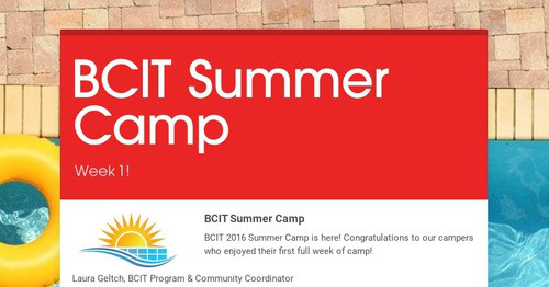 BCIT Summer Camp | Smore Newsletters
