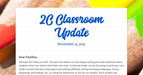 2C Classroom Update | Smore Newsletters