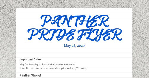 PANTHER PRIDE FLYER