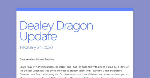 Dealey Dragon Update | Smore Newsletters