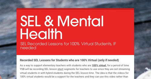SEL & Mental Health | Smore Newsletters