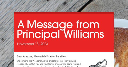 A Message from Principal Williams | Smore Newsletters for Business