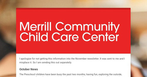 Merrill Community Child Care Center | Smore Newsletters