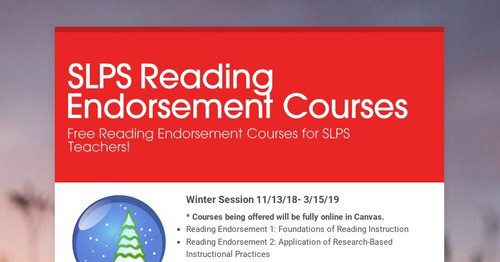 SLPS Reading Endorsement Courses | Smore Newsletters