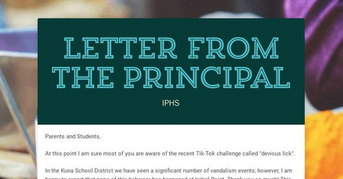 Letter From the Principal