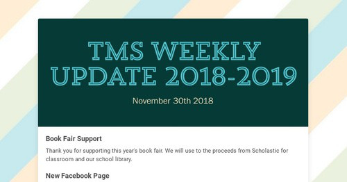 TMS Weekly Update 2018-2019 | Smore Newsletters