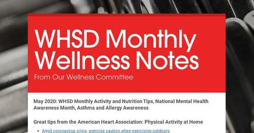 WHSD Monthly Wellness Notes | Smore Newsletters for Education