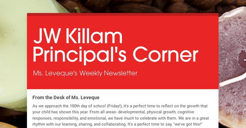 JW Killam Principal's Corner | Smore Newsletters for Business