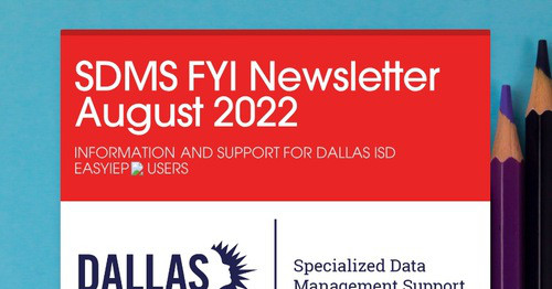 SDMS FYI Newsletter August 2022