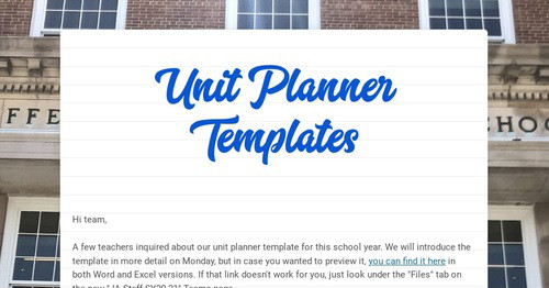 Unit Planner Templates | Smore Newsletters
