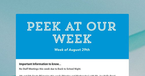 Peek at Our Week