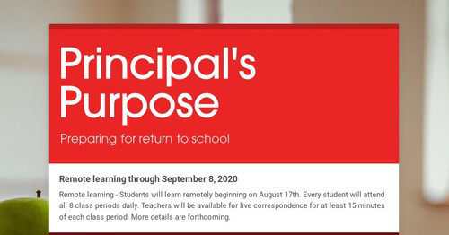Principal's Purpose | Smore Newsletters