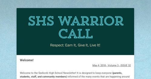 SHS Warrior Call | Smore Newsletters for Education