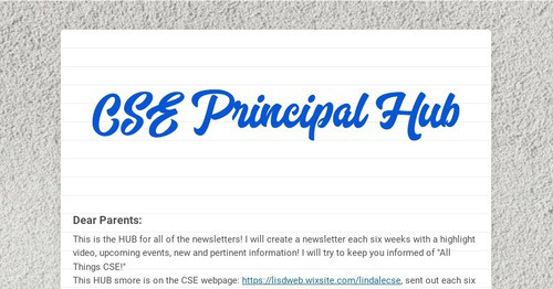 CSE Principal Hub | Smore Newsletters