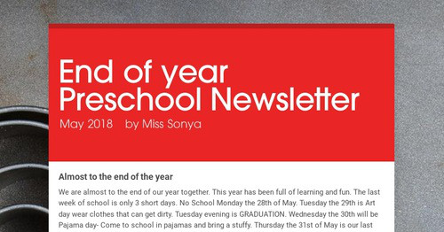 End of year Preschool Newsletter | Smore Newsletters for Education