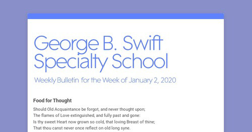 George B. Swift Specialty School | Smore Newsletters for Education