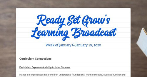 Ready Set Grow's Learning Broadcast | Smore Newsletters for Education